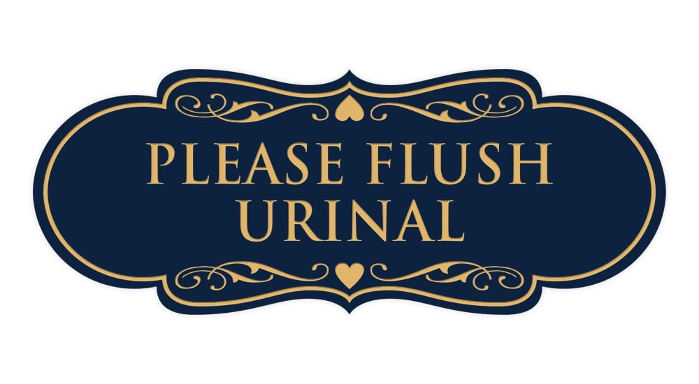 Designer Please Flush Urinal Sign (Navy Blue/Gold) - Medium - Walmart.com