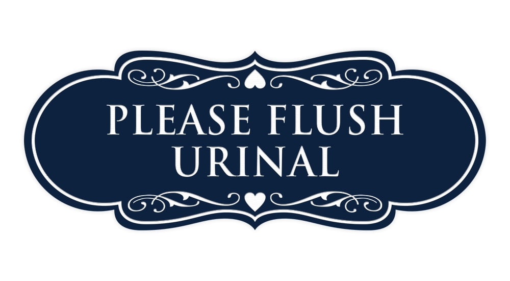 Designer Please Flush Urinal Sign (Navy Blue / White) - Medium ...