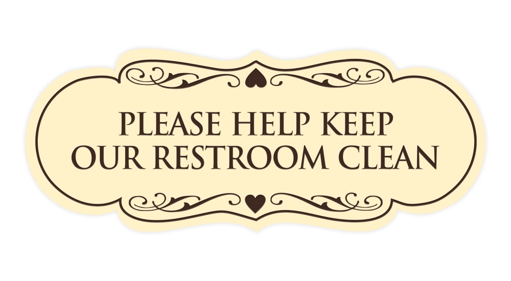 Designer Please Help Keep Our Restroom Clean Sign(Ivory/Dark Brown ...