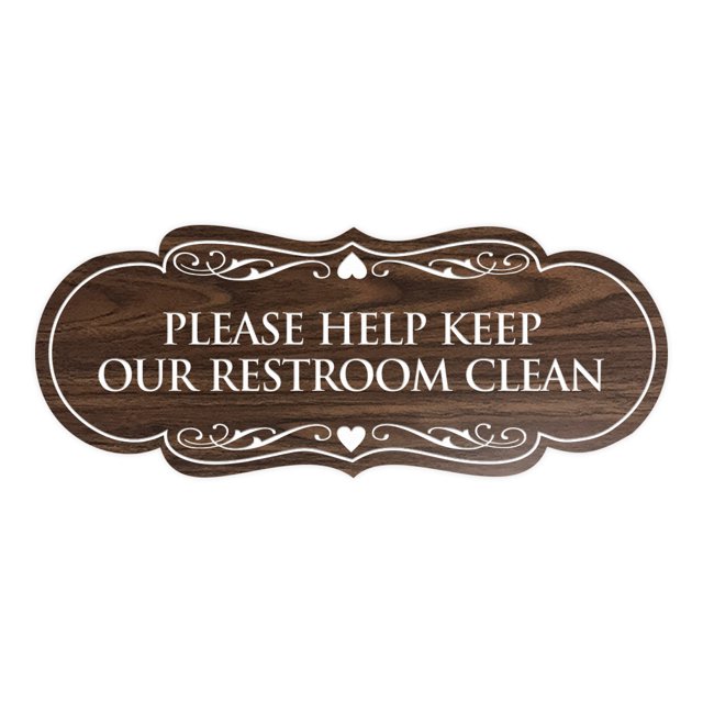 Designer Please Help Keep Our Restroom Clean Sign(Walnut) - Large ...