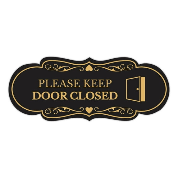 Designer Please Keep Door Closed (Image) Sign (Black /Gold) - Small ...