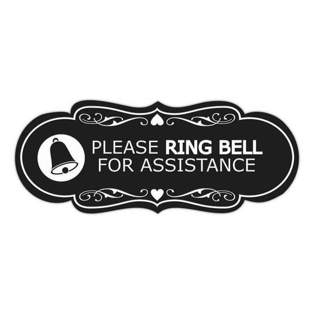 Designer Please Ring Bell for Assistance (Classic Bell) Sign (Black ...