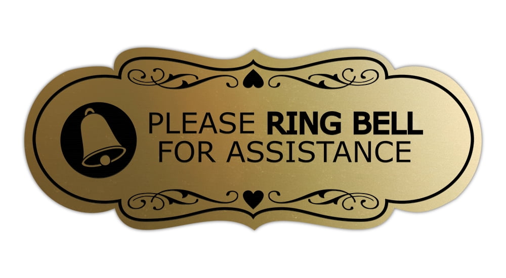 Designer Please Ring Bell for Assistance (Classic Bell) Sign (Brushed ...