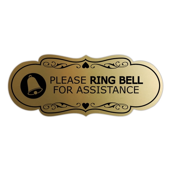 Designer Please Ring Bell for Assistance (Classic Bell) Sign (Brushed ...