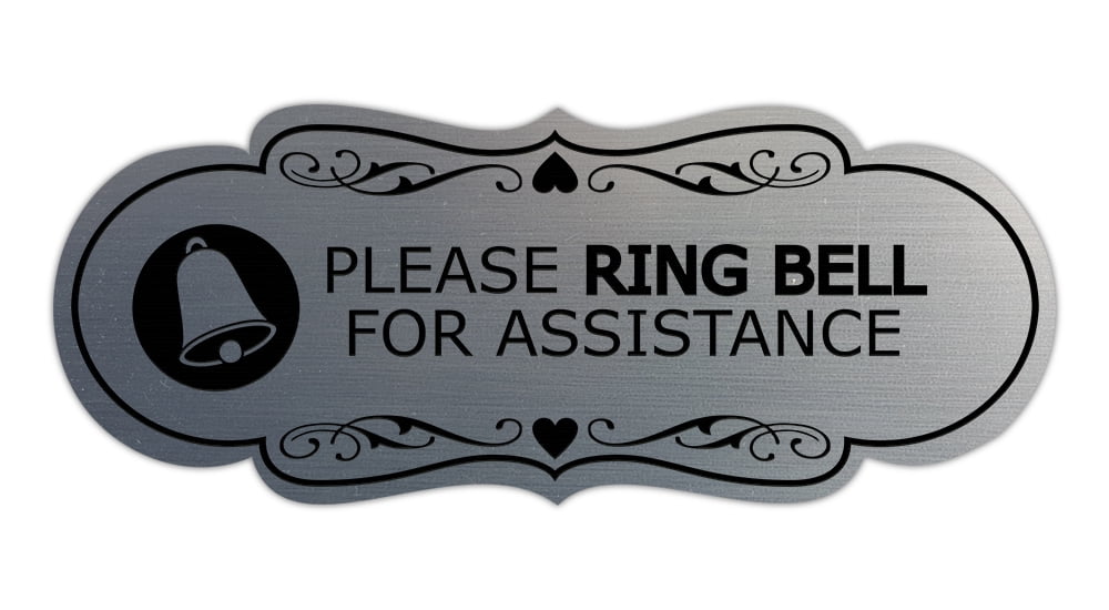 Designer Please Ring Bell for Assistance (Classic Bell) Sign (Brushed ...
