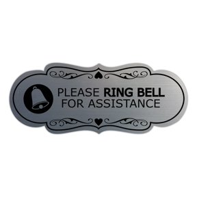 Standard Please Ring Bell for Assistance (Bell) Sign (Black Gold ...