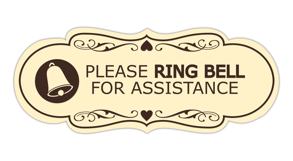 Designer Please Ring Bell for Assistance (Classic Bell) Sign (Ivory ...