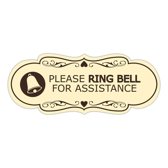 Designer Please Ring Bell for Assistance (Classic Bell) Sign (Ivory ...