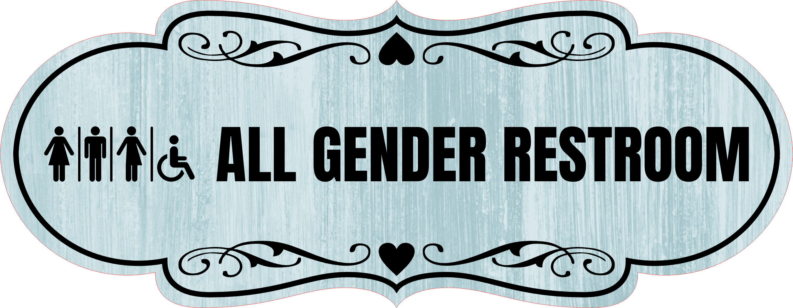 Designer Plus All Gender Restroom Wall or Door Sign Easy Installation ...