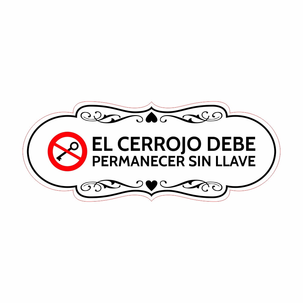 Designer Plus El cerrojo Debe Permanecer Sin Llave Wall or Door Sign ...