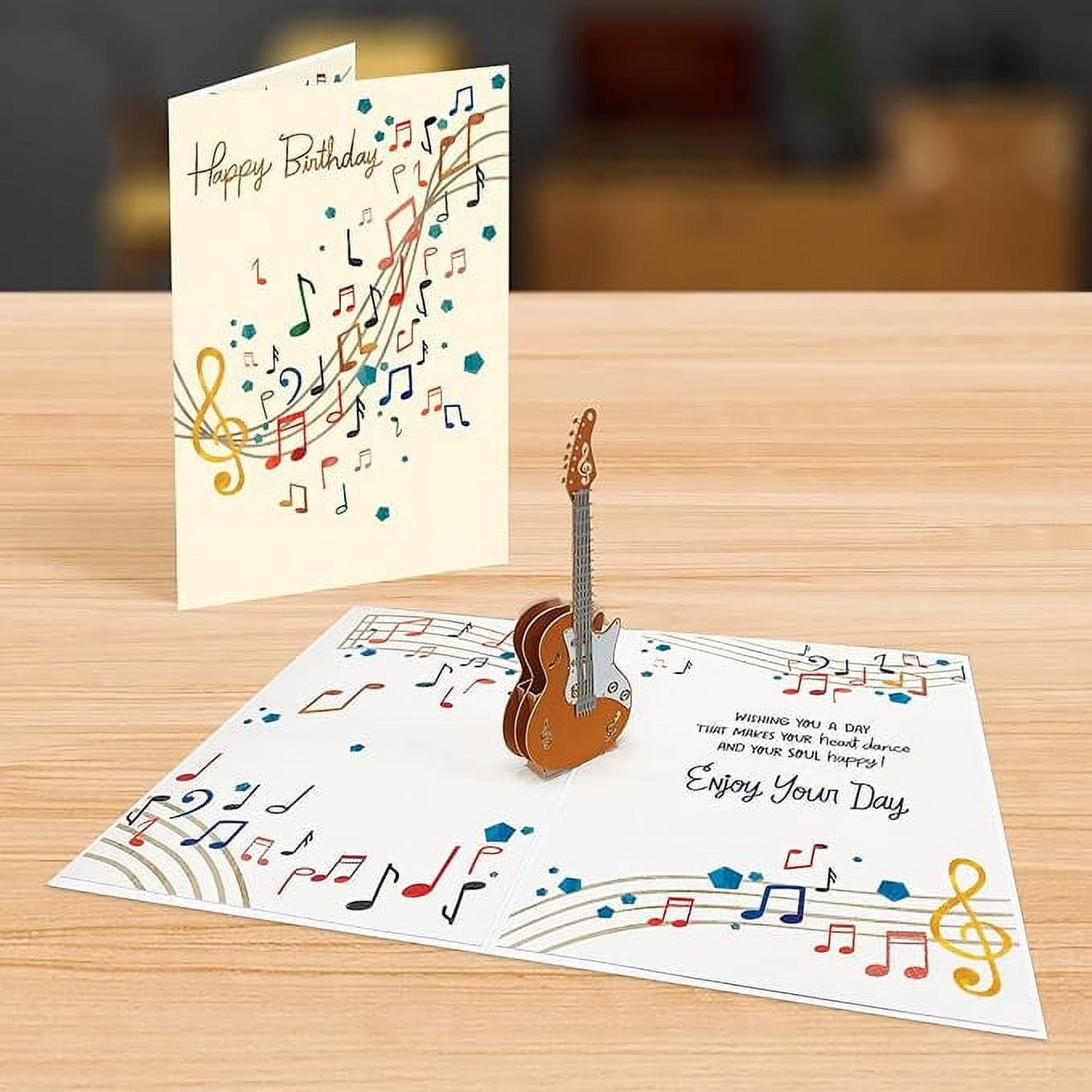 Designer Pop, Birthday Pop Up Greeting Card – Music Note Art Design and ...