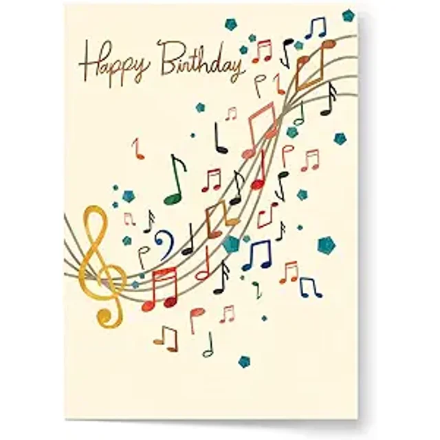 Designer Pop, Birthday Pop Up Greeting Card – Music Note Art Design and ...