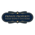 Designer Private Property Please Respect Our Home Sign (Navy Blue/Gold ...