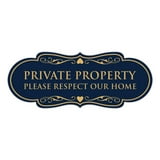 Designer Private Property Please Respect Our Home Sign (Navy Blue/Gold ...