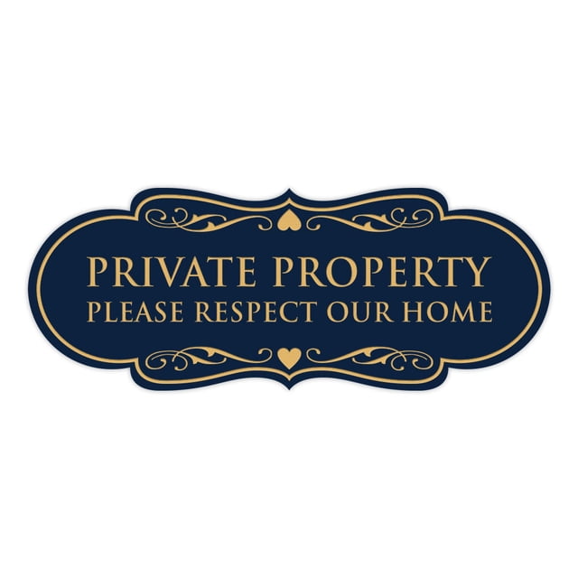 Designer Private Property Please Respect Our Home Sign (Navy Blue/Gold ...