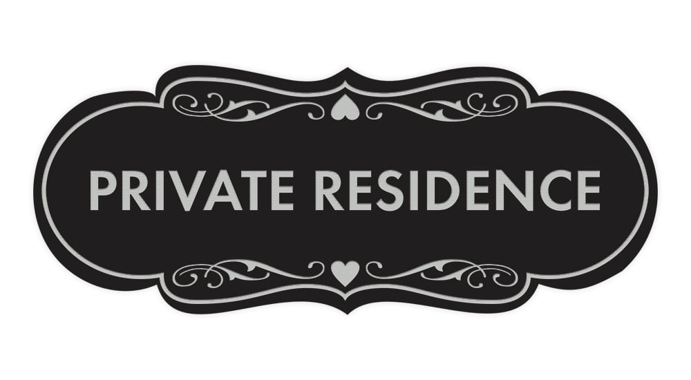 Designer Private Residence Sign (Black / Silver) - Large - Walmart.com