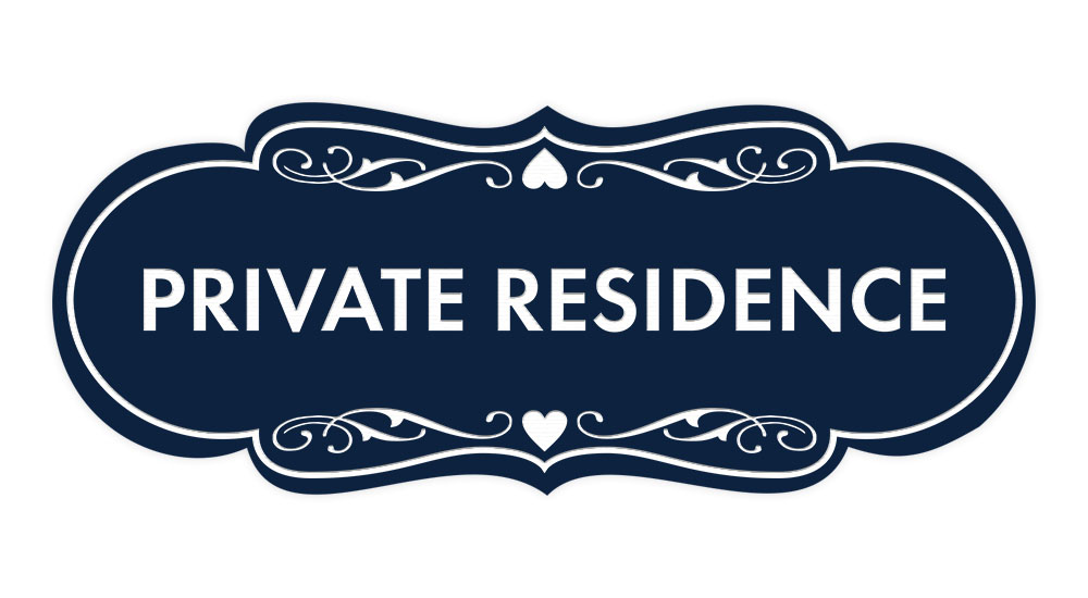 Designer Private Residence Sign (Navy Blue / White) - Small - Walmart.com