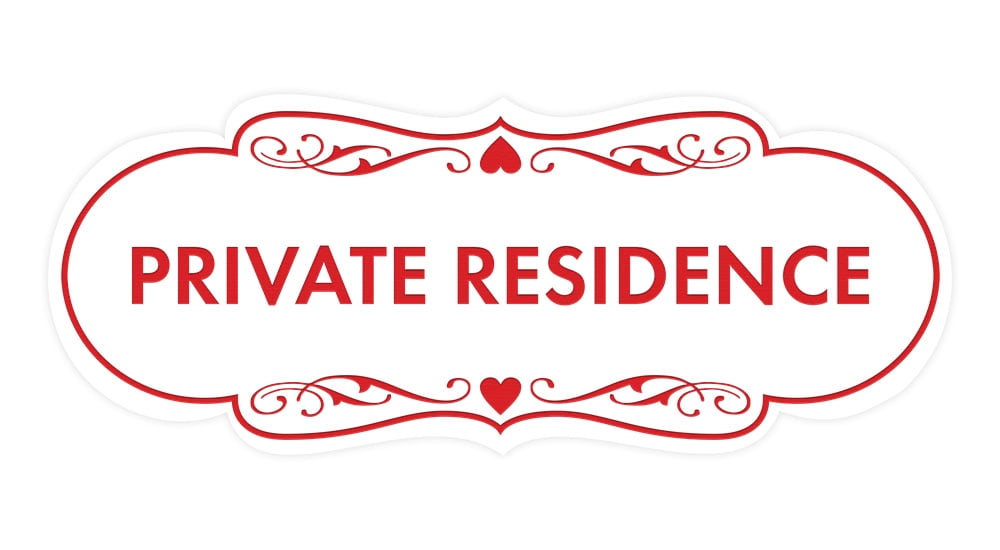 Designer Private Residence Sign (White/Red) - Large - Walmart.com