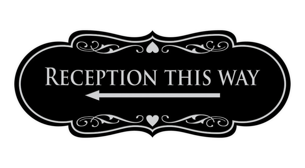 Designer Reception This Way Left Arrow Sign (Black / Silver) - Large ...