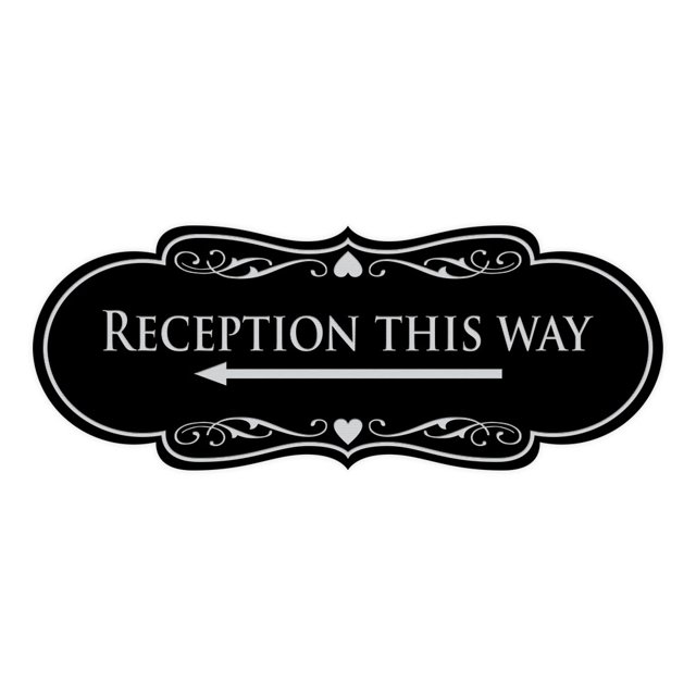 Designer Reception This Way Left Arrow Sign (Black / Silver) - Large ...