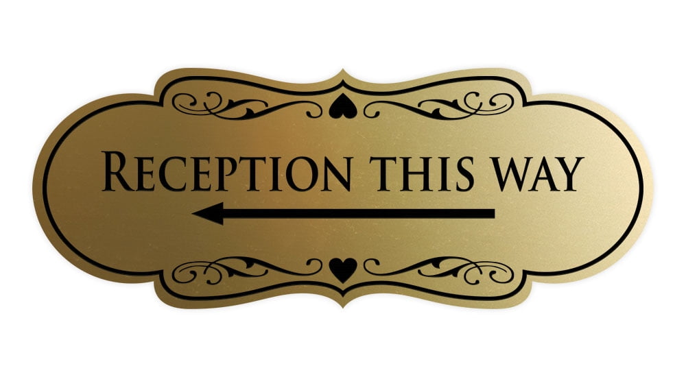 Designer Reception This Way Left Arrow Sign (Brushed Gold) - Medium ...