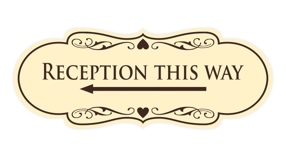 Designer Reception This Way Left Arrow Sign (Ivory/Dark Brown) - Medium ...