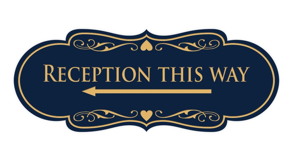 Designer Reception This Way Left Arrow Sign (Navy Blue/Gold) - Large ...