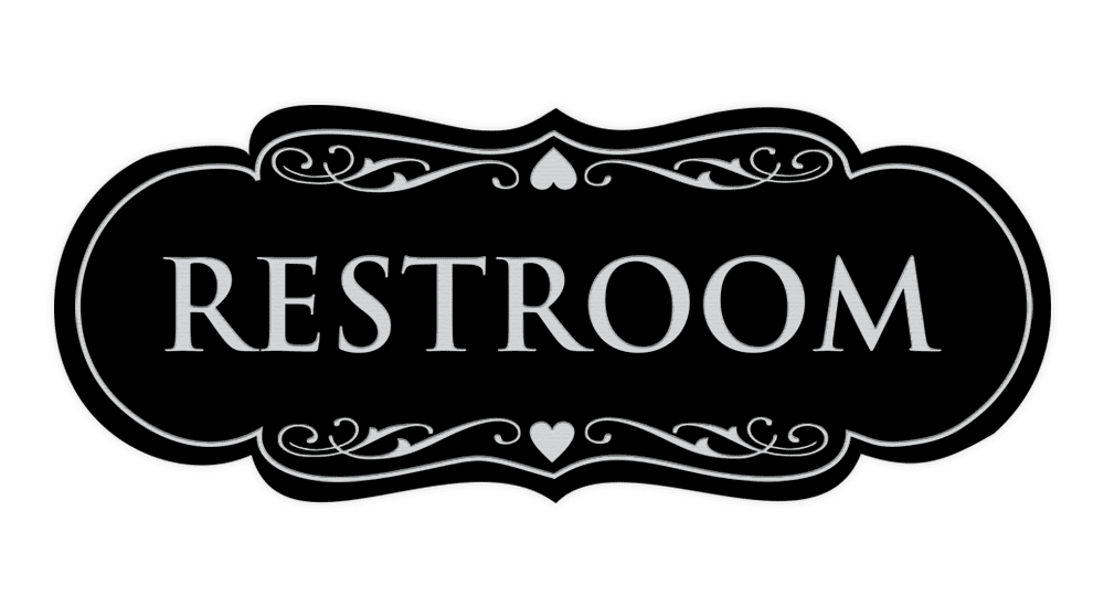Designer Restroom Sign - Black / Silver - Large - Walmart.com