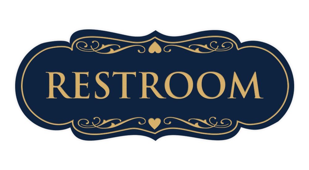 Designer Restroom Sign - Blue / Gold - Large - Walmart.com