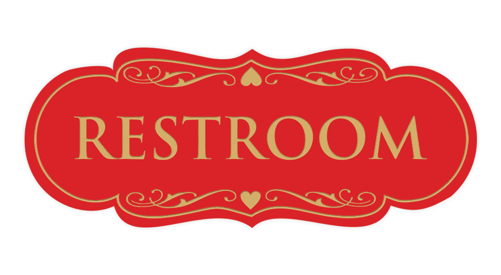 Designer Restroom Sign - Red / Gold - Large - Walmart.com