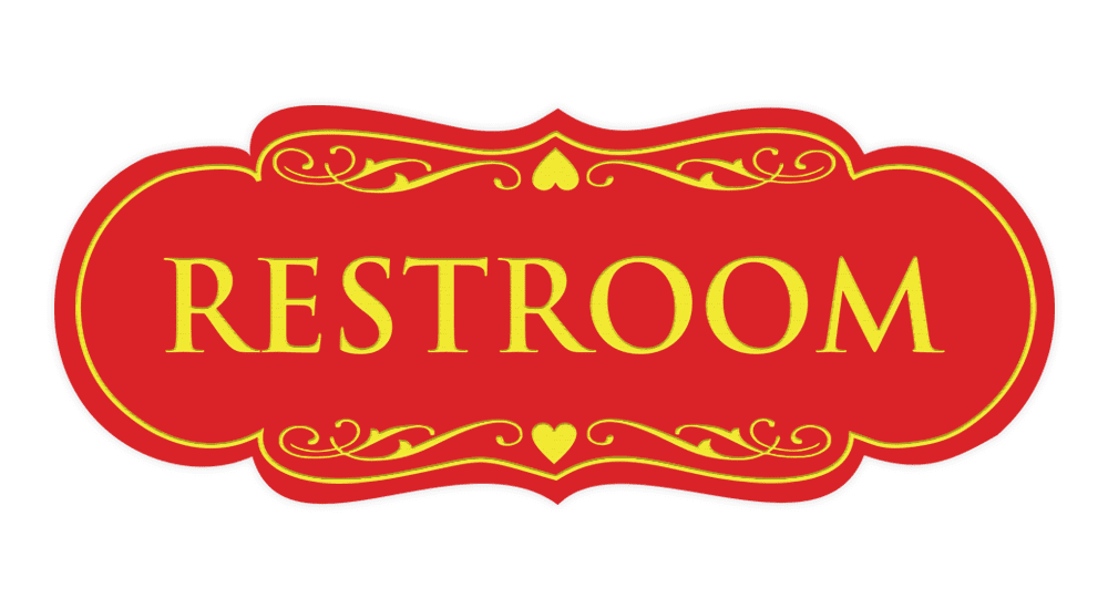 Designer Restroom Sign - Red / Yellow - Large - Walmart.com