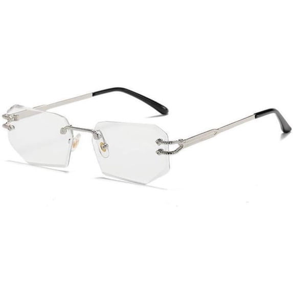 Designer Retro Trendy Style Frameless Clear Lens Rectangular Wire Frame ...
