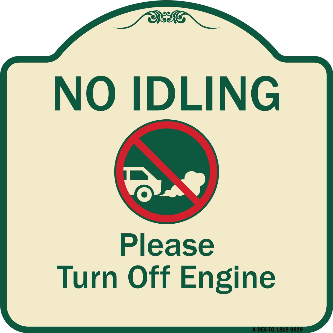 Designer Series - No Idling Please Turn Off Engine With Graphic Metal ...