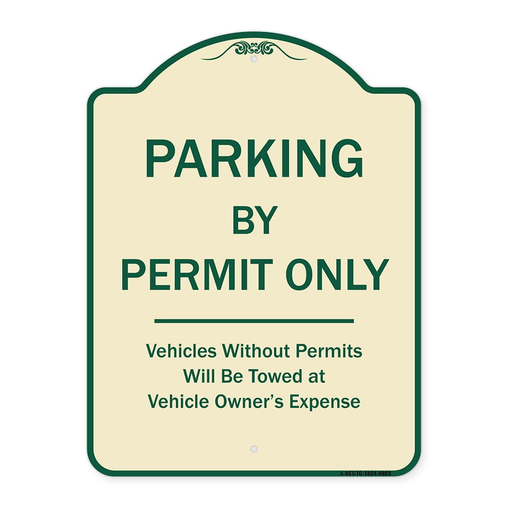 SignMission Designer Series Sign - Parking By Permit Only Vehicles ...