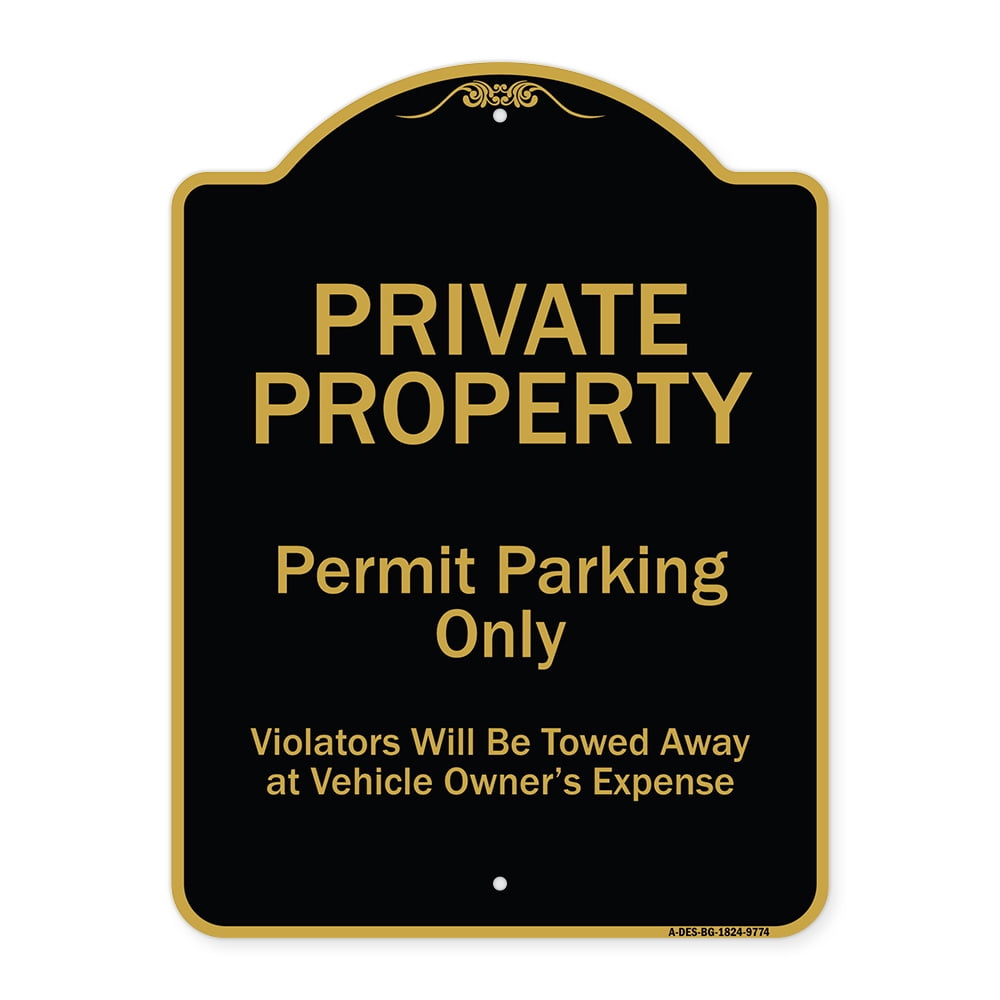 SignMission Designer Series Sign - Private Property Permit Parking Only ...