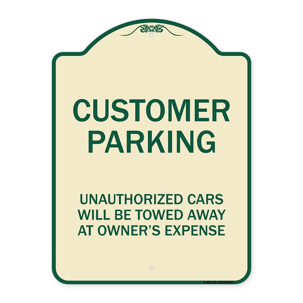 SignMission Designer Series Sign - Unauthorized Cars Will Be Towed Away ...