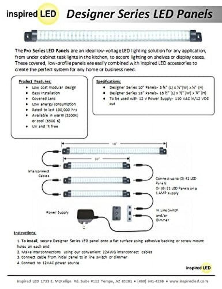 Designer Series Under Cabinet LED Lighting Kit - Ten 10" Panels - Warm ...