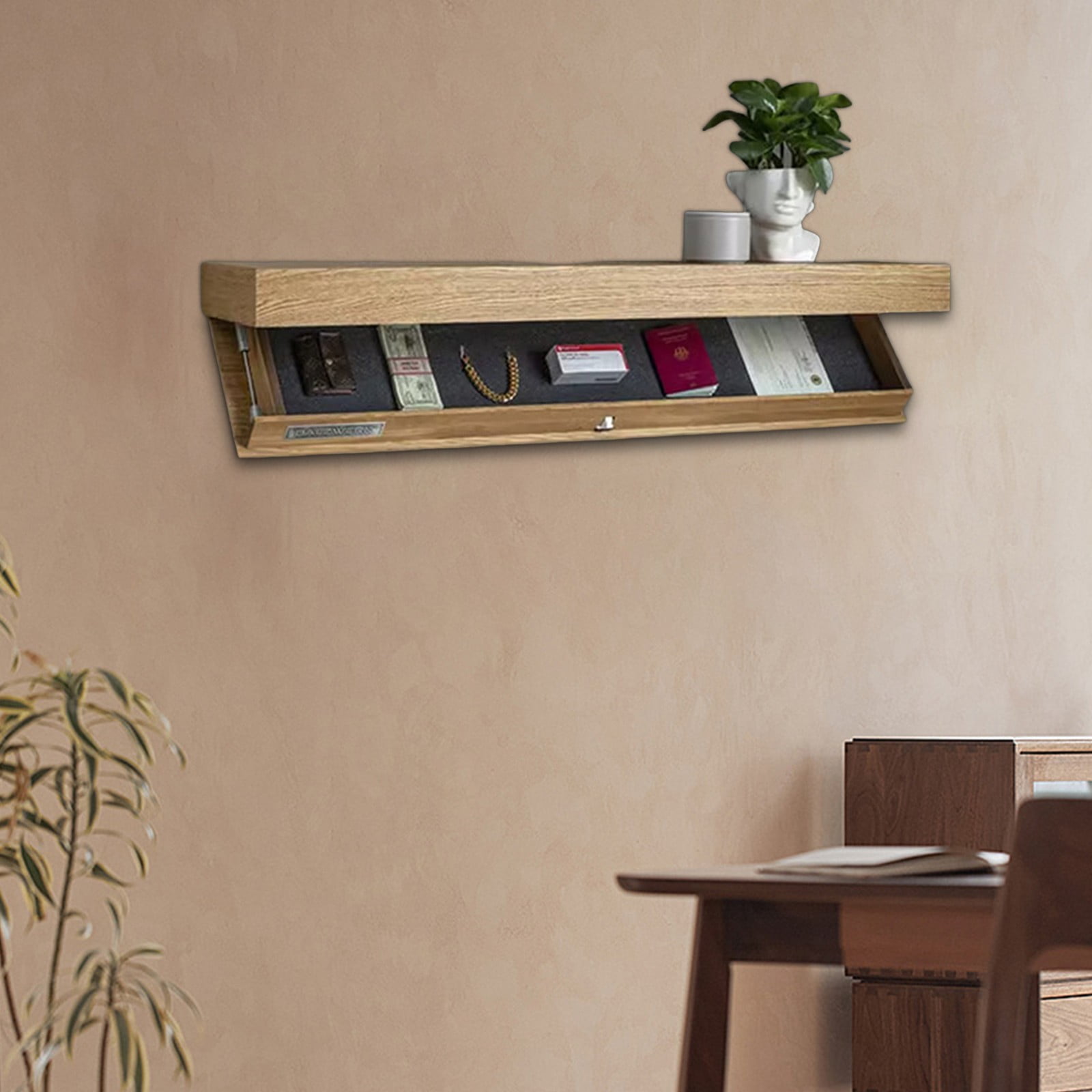 Designer Shelf with Secret Compartment,Floating Wooden Wall Shelf with Hidden Compartment,Modern ...