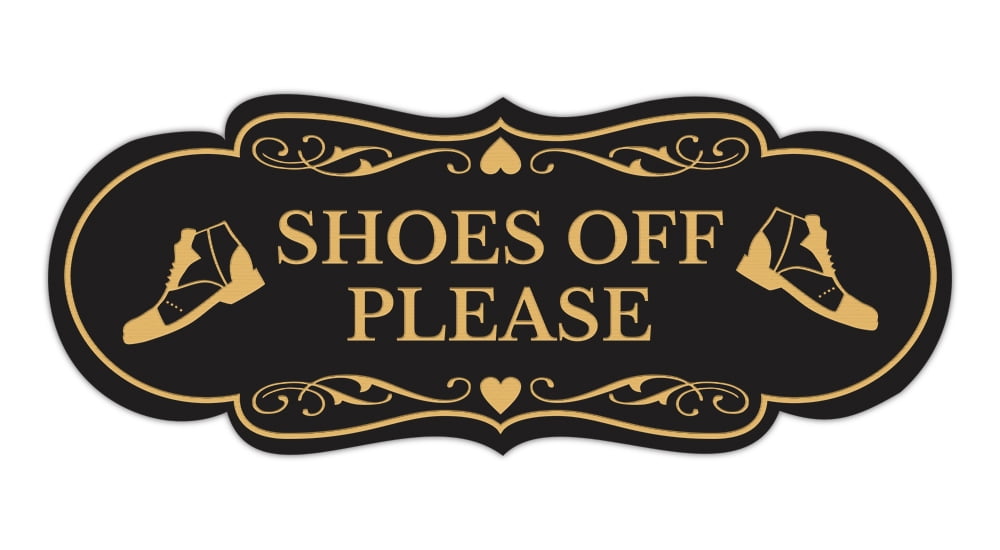 Designer Shoes Off Please (Boots) Sign (Black Gold) - Large - Walmart.com