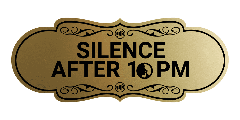 Designer Silence after 10pm Sign (Brushed Gold) - Medium - Walmart.com