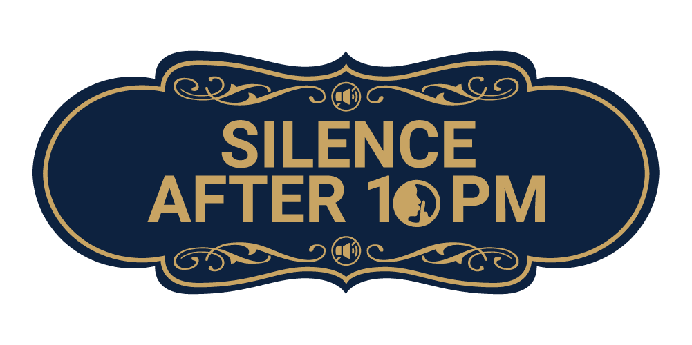 Designer Silence after 10pm Sign (Navy Blue/Gold) - Large - Walmart.com
