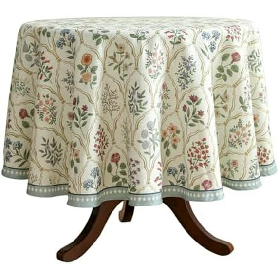 Designer Small Round Tablecloth,Western Linen Colorful Floral Indoor ...