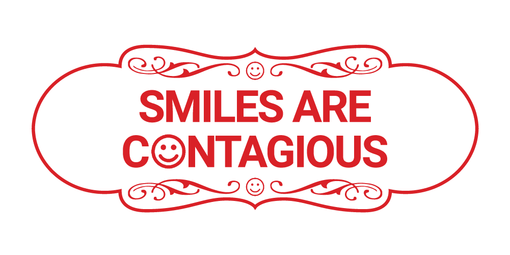 Designer Smiles Are Contagious Sign (White/Red) - Large - Walmart.com