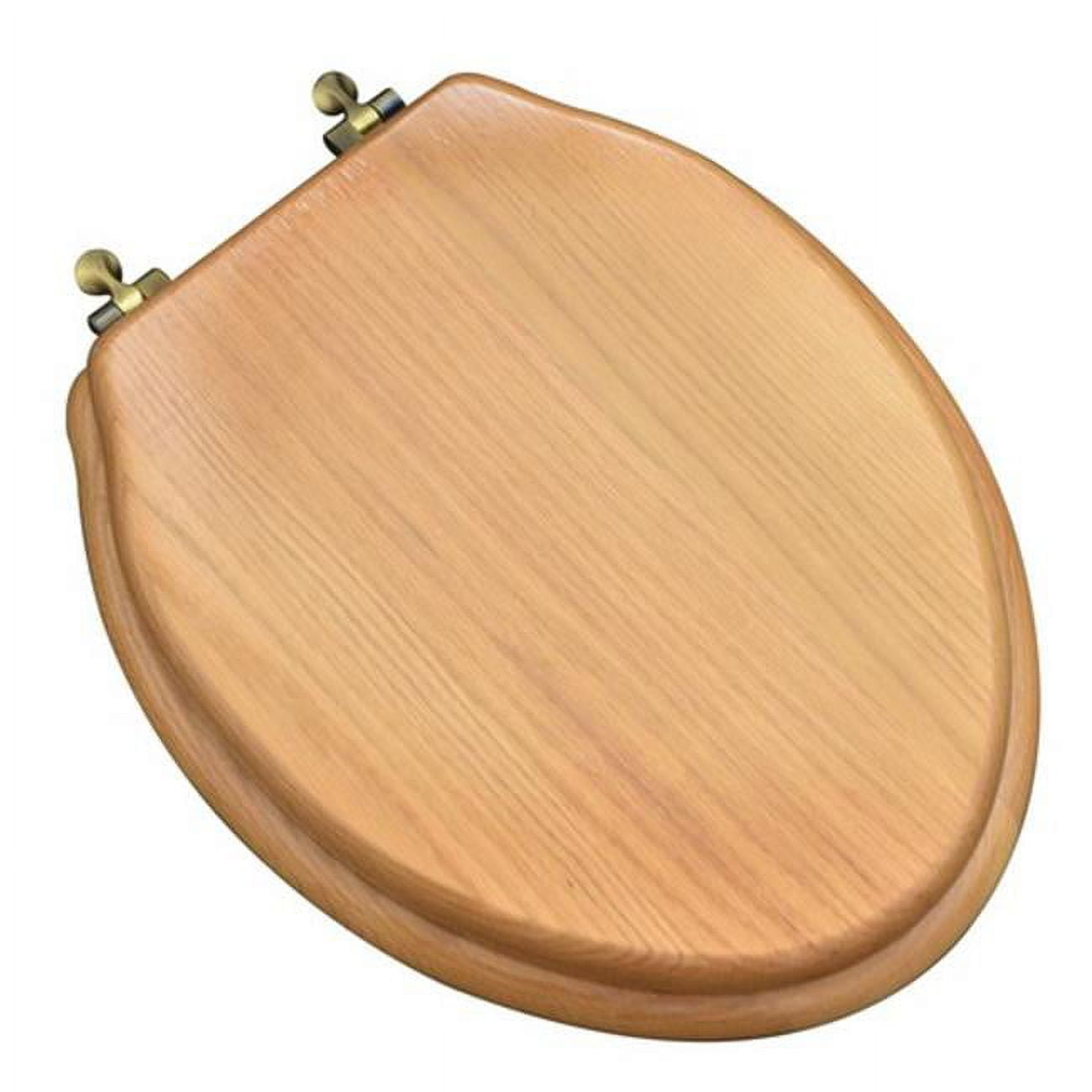 Designer Solid Elongated Oak Wood Toilet Seat with Antique Brass Hinges ...