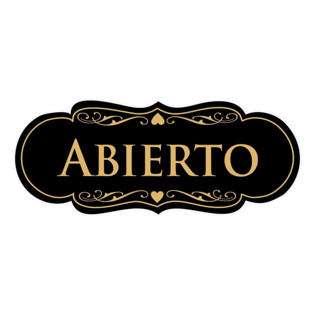 Designer Spanish Abierto Sign (Black Gold) - Large - Walmart.com