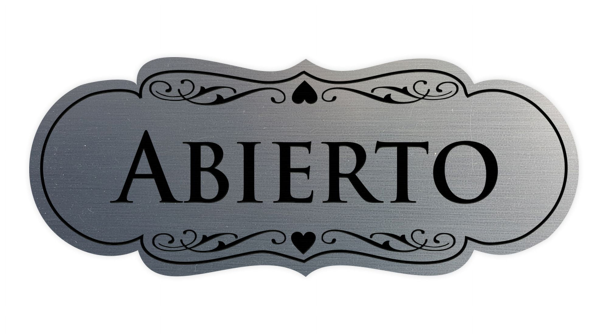 Designer Spanish Abierto Sign (Brushed Silver) - Medium - Walmart.com