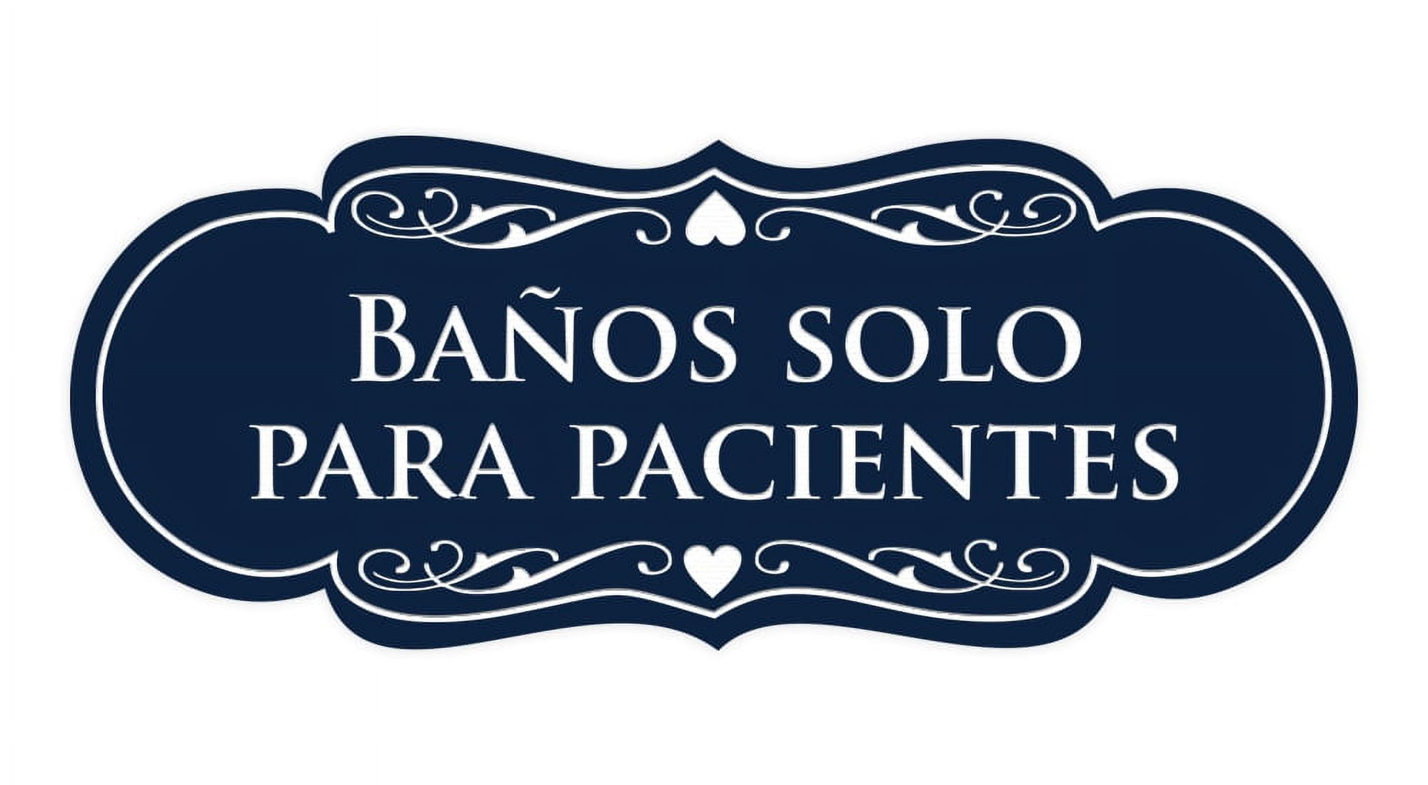 Designer Spanish Banos solo para pacientes Sign (Navy Blue / White ...
