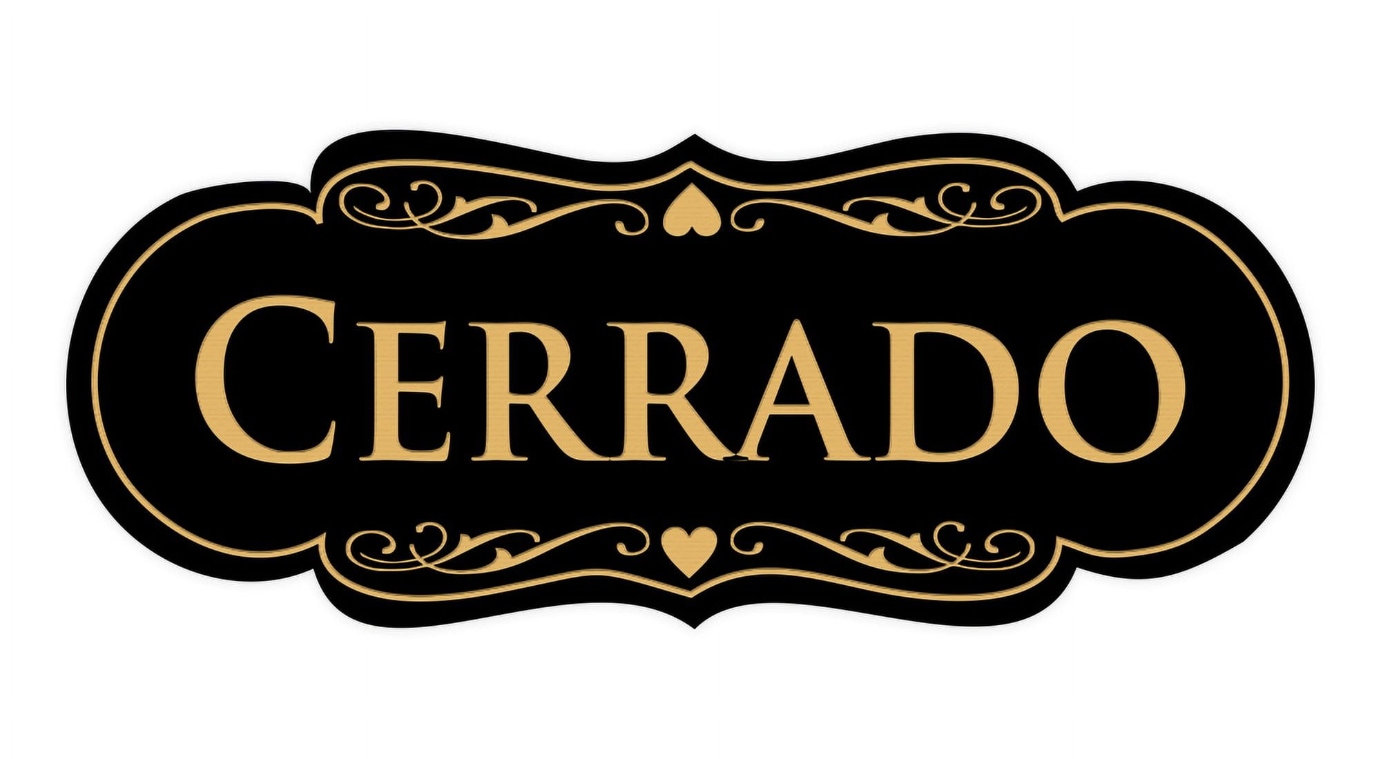 Designer Spanish Cerrado Sign (Black Gold) - Large - Walmart.com