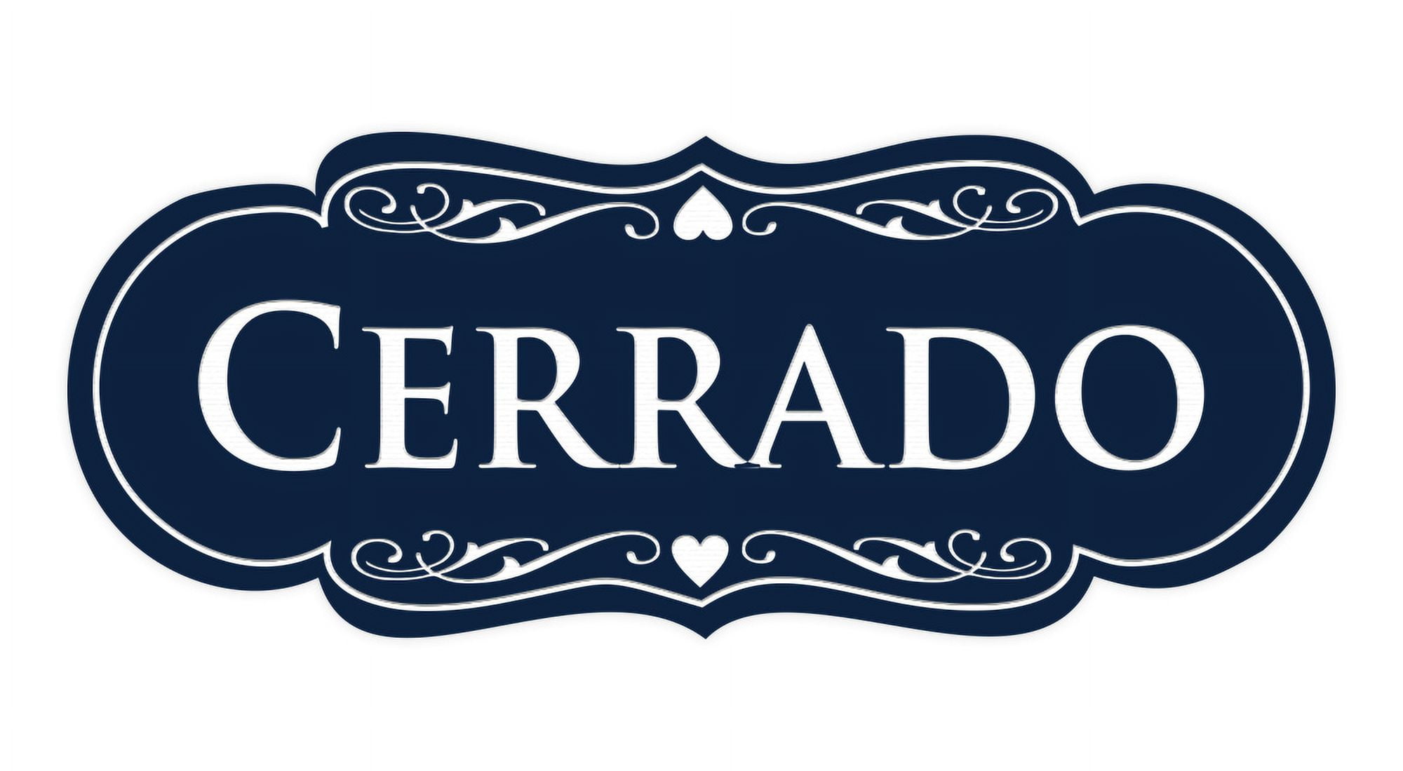Designer Spanish Cerrado Sign (Navy Blue / White) - Small - Walmart.com
