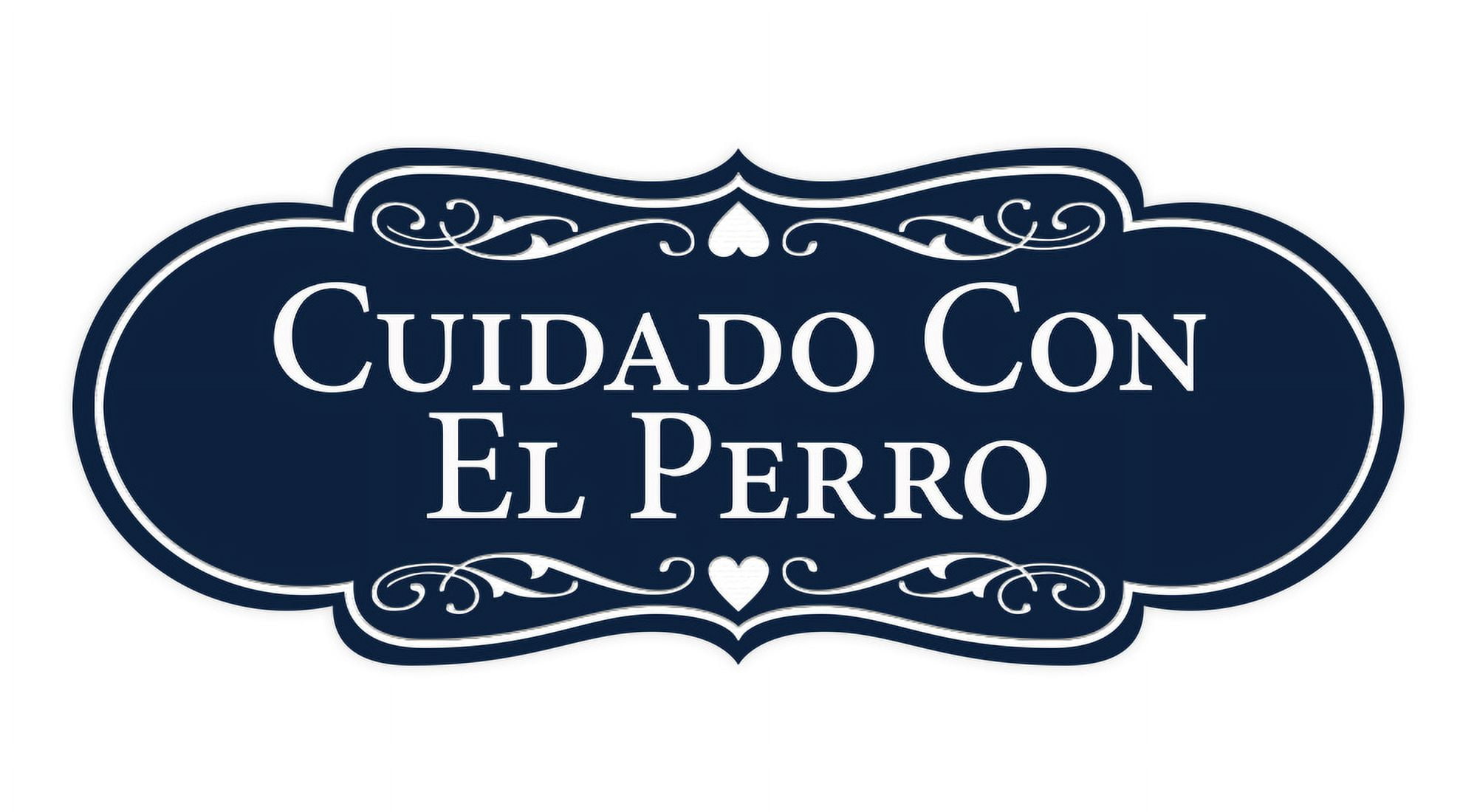 Designer Spanish Cuidado Con El Perro Sign (Navy Blue / White) - Small ...